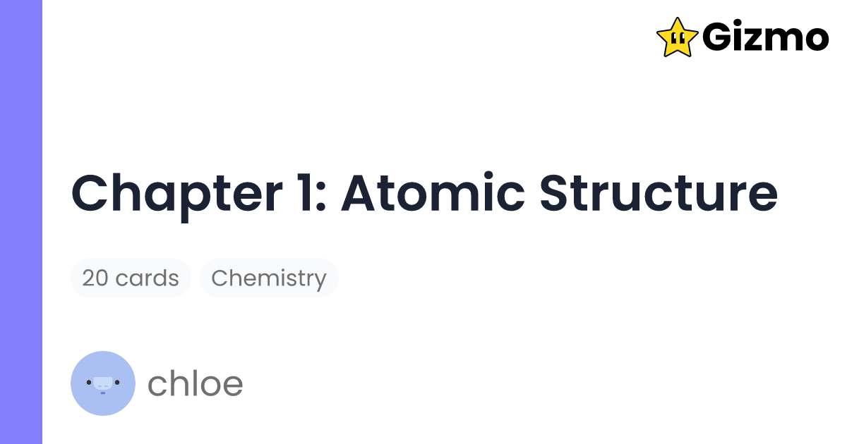 Chapter 1: Atomic Structure | Flashcards