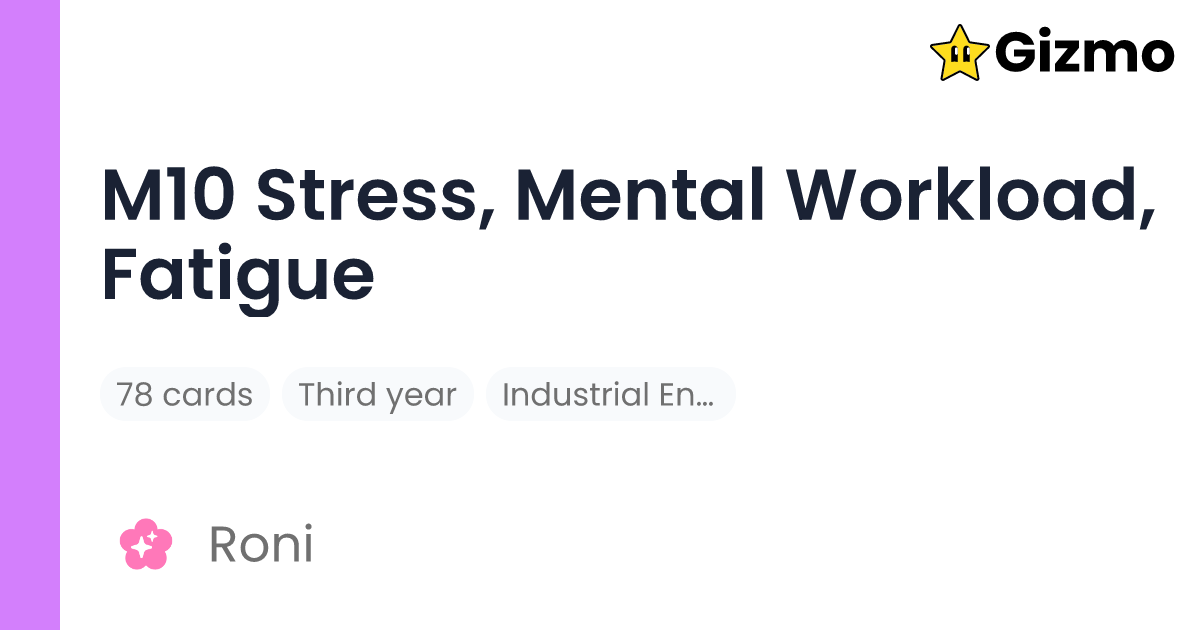 M10 Stress, Mental Workload, Fatigue | Flashcards
