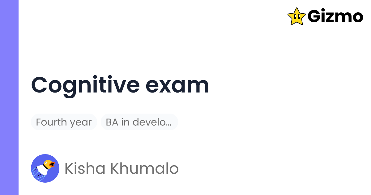 Cognitive Exam | Flashcards