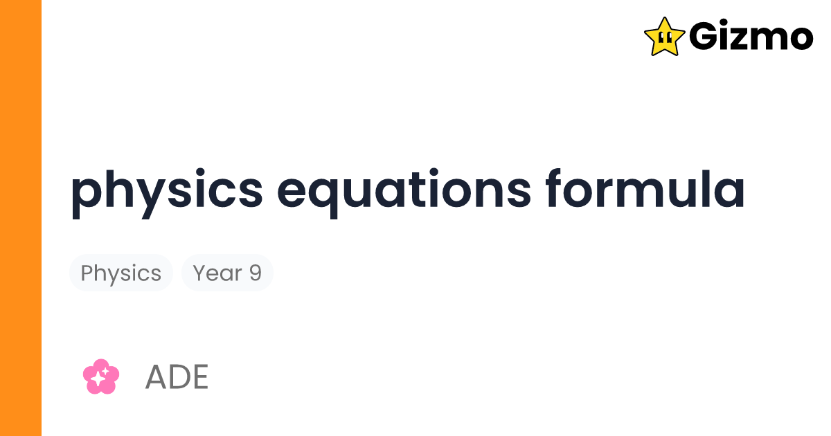 Physics Equations Formula | Flashcards