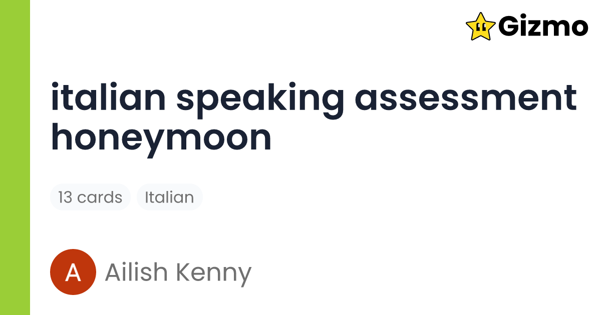 Italian Speaking Assessment Honeymoon | Flashcards