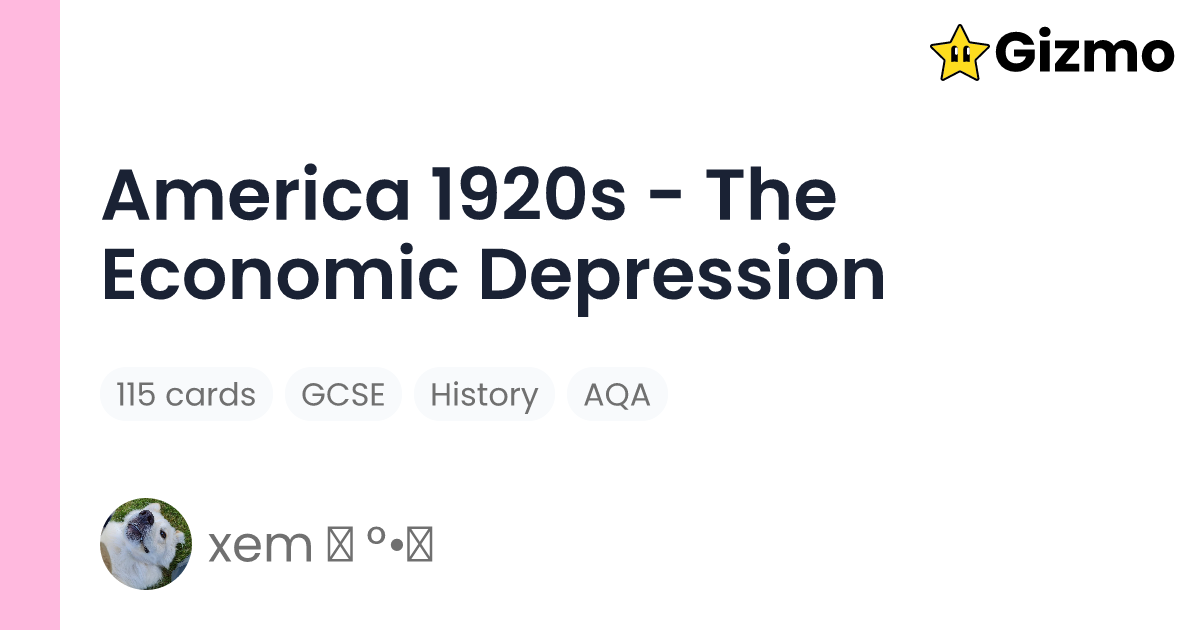America 1920s - the Economic Depression | Flashcards