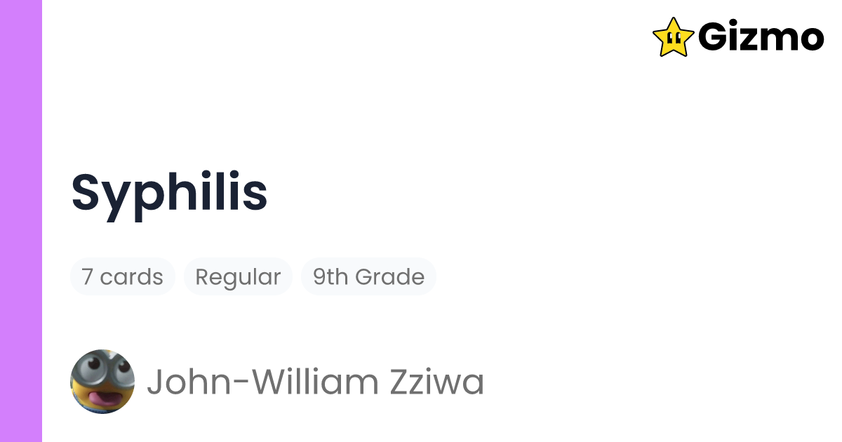 Syphilis | Flashcards