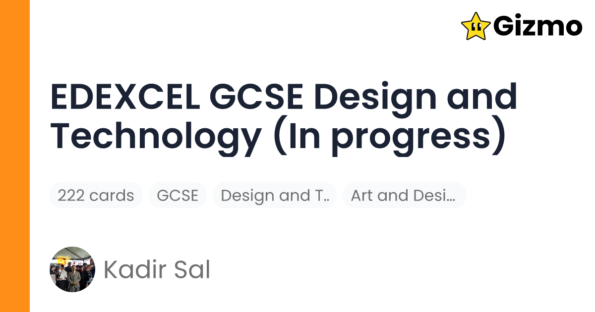 Edexcel Gcse Design and Technology (in Progress) | Flashcards