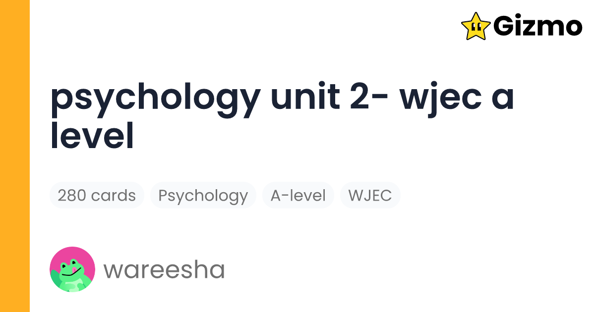 Psychology Unit 2- Wjec a Level | Flashcards