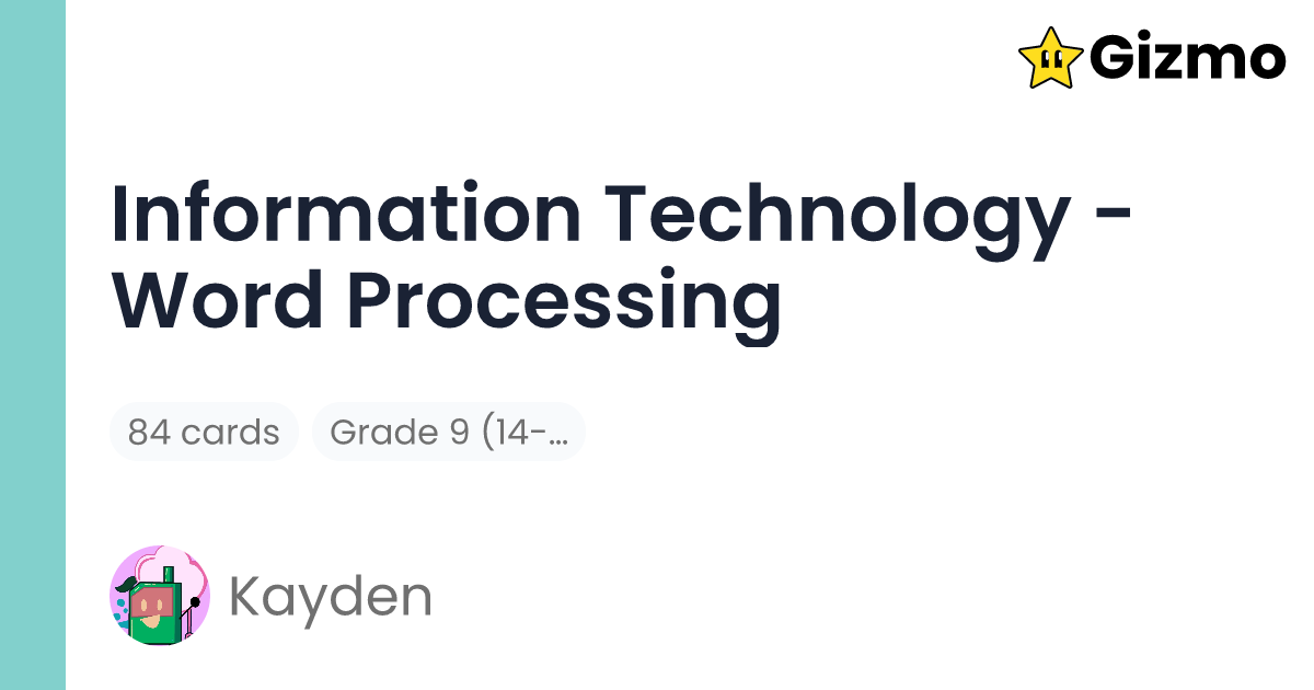 Information Technology - Word Processing | Flashcards