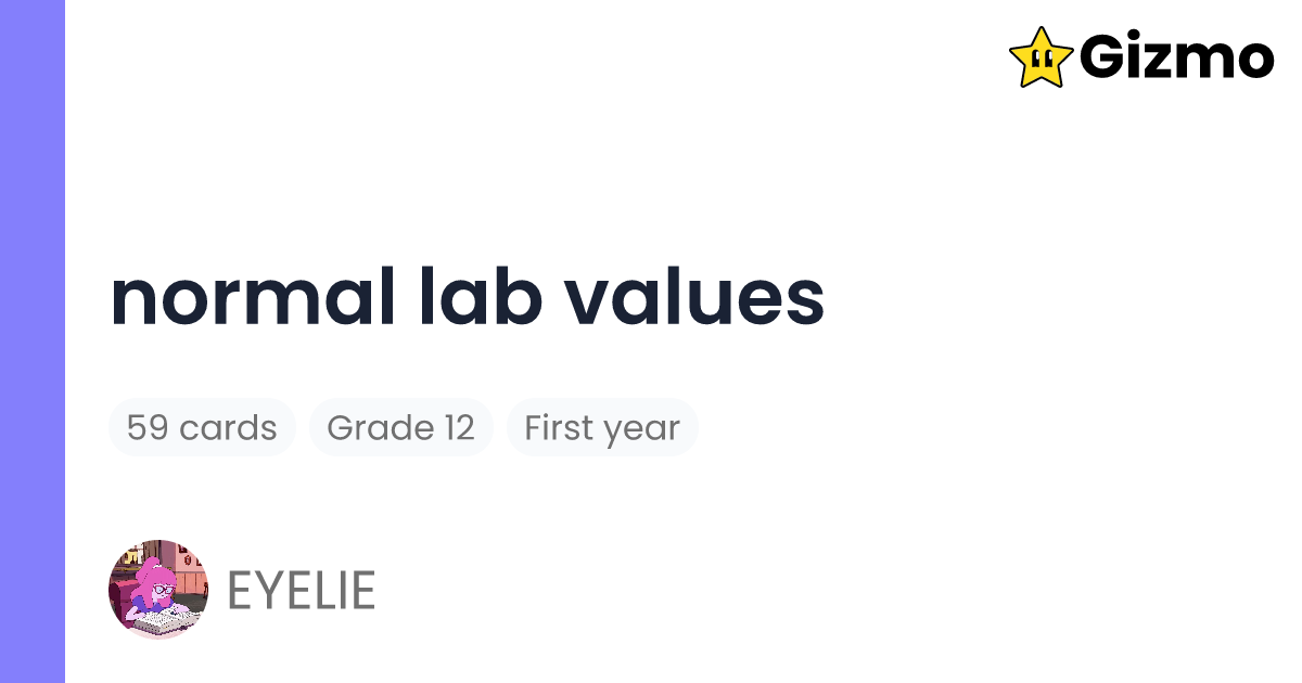 Normal Lab Values | Flashcards