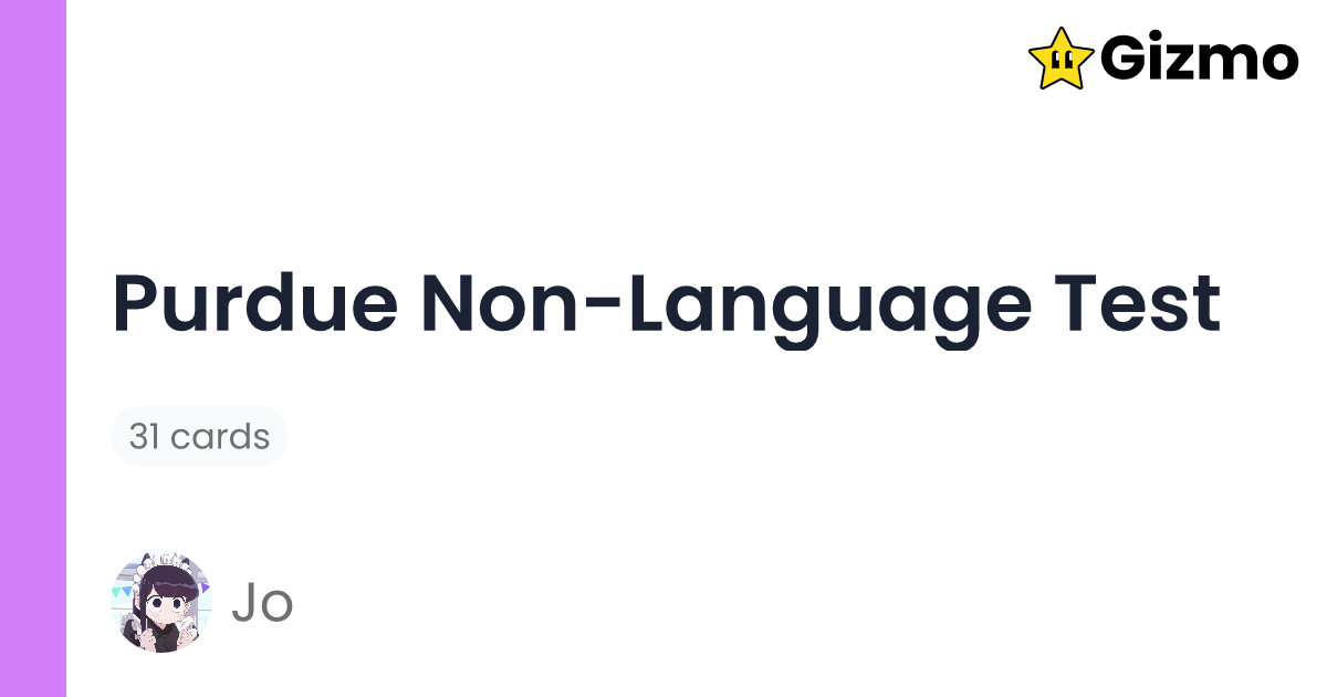 Purdue Non-language Test | Flashcards