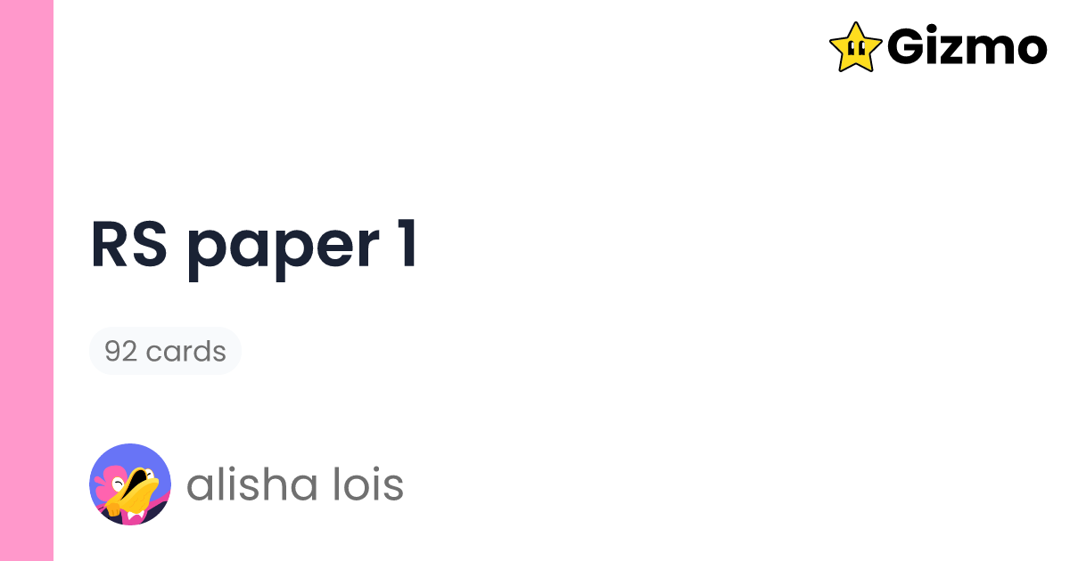 Rs Paper 1 | Flashcards