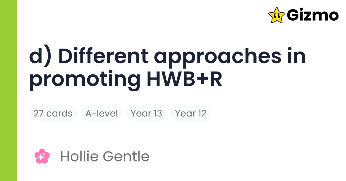 D) Different Approaches in Promoting Hwb+r | Flashcards