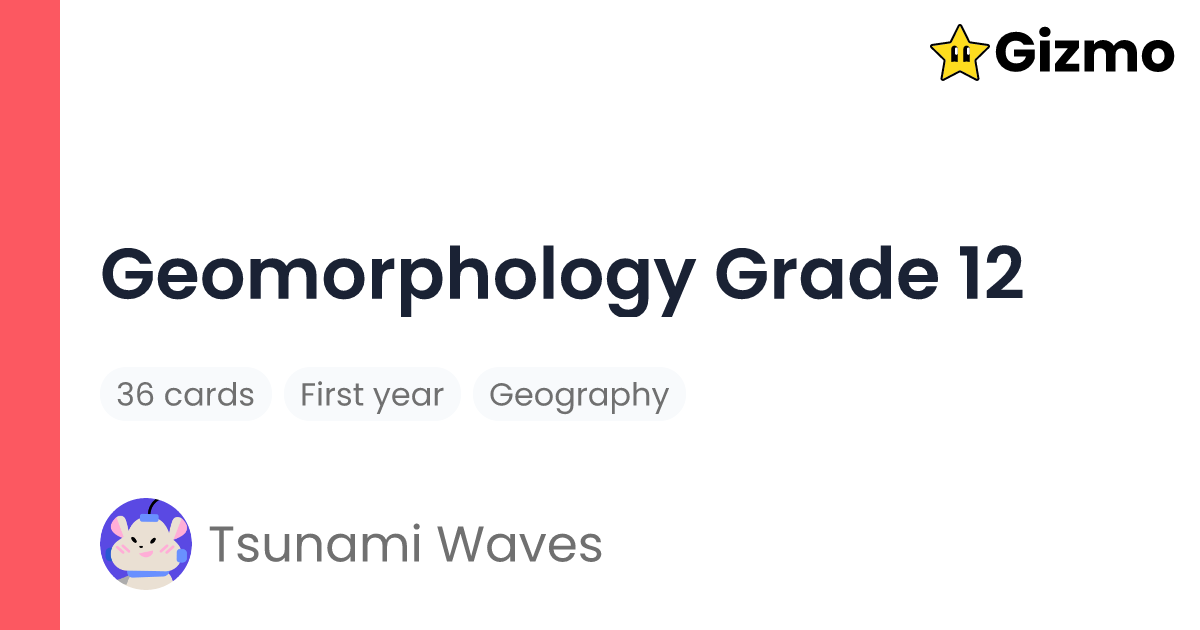 Geomorphology Grade 12 | Flashcards