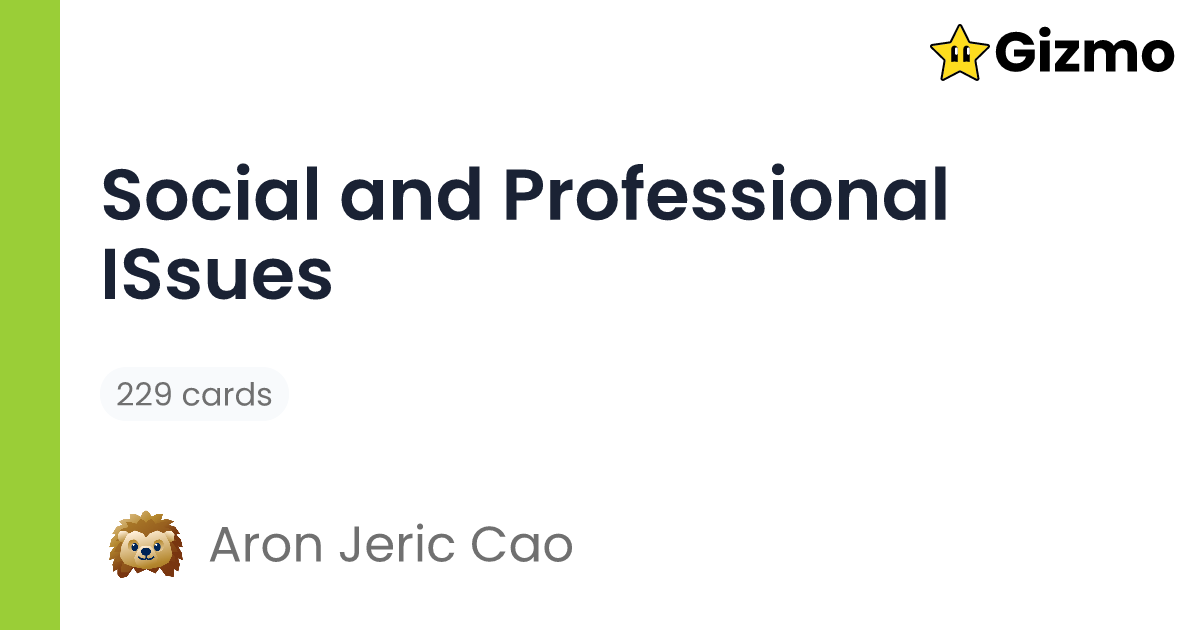 Social and Professional Issues | Flashcards