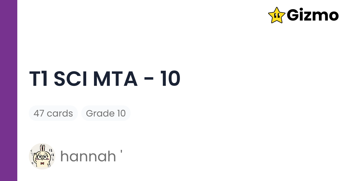 T1 Sci Mta - 10 | Flashcards
