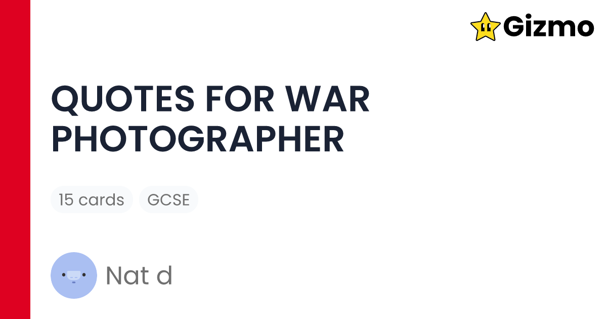 Quotes for War Photographer | Flashcards