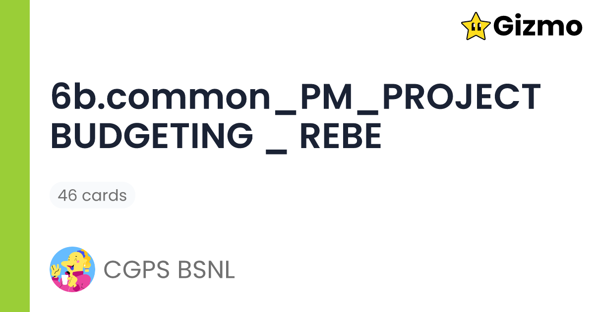 6b.common_pm_project Budgeting _ Rebe | Flashcards