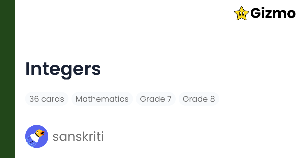 Integers | Flashcards