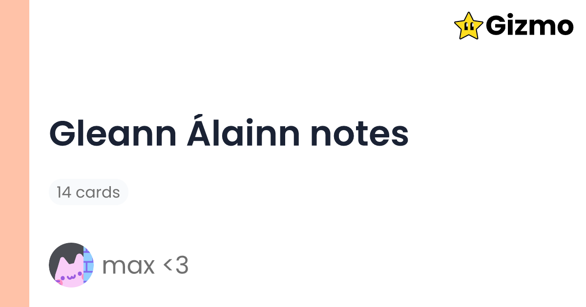 Gleann Álainn Notes | Flashcards