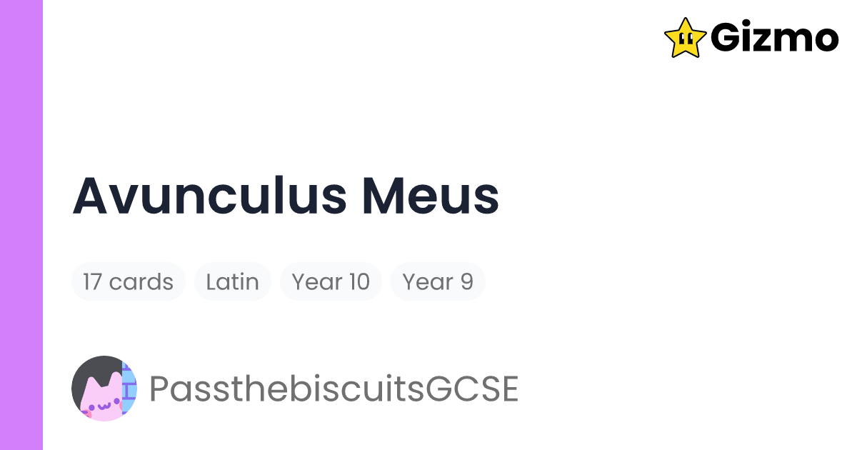 Avunculus Meus | Flashcards