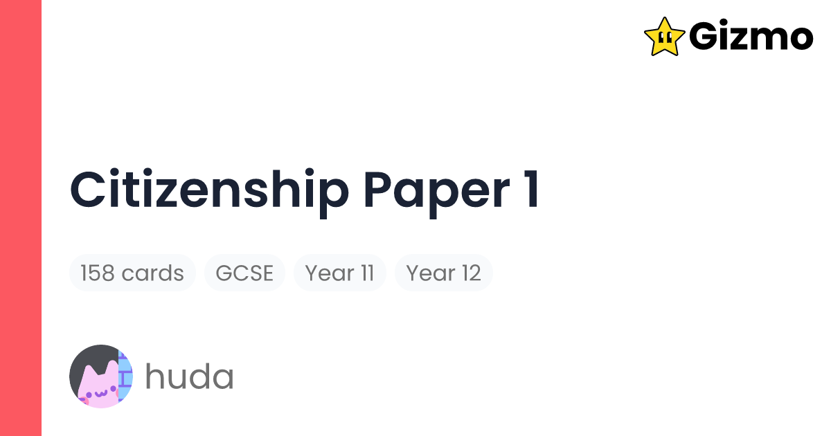 Citizenship Paper 1 | Flashcards