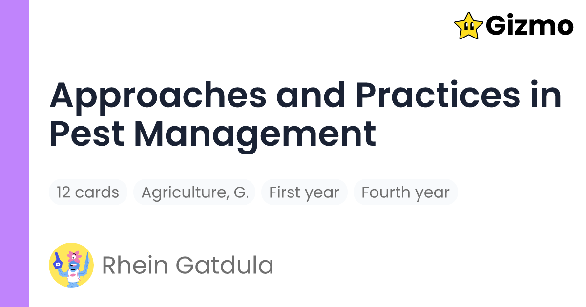 Approaches and Practices in Pest Management | Flashcards
