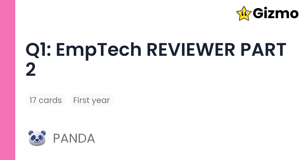 Q1: Emptech Reviewer Part 2 | Flashcards