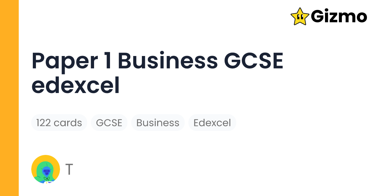 Paper 1 Business Gcse Edexcel | Flashcards