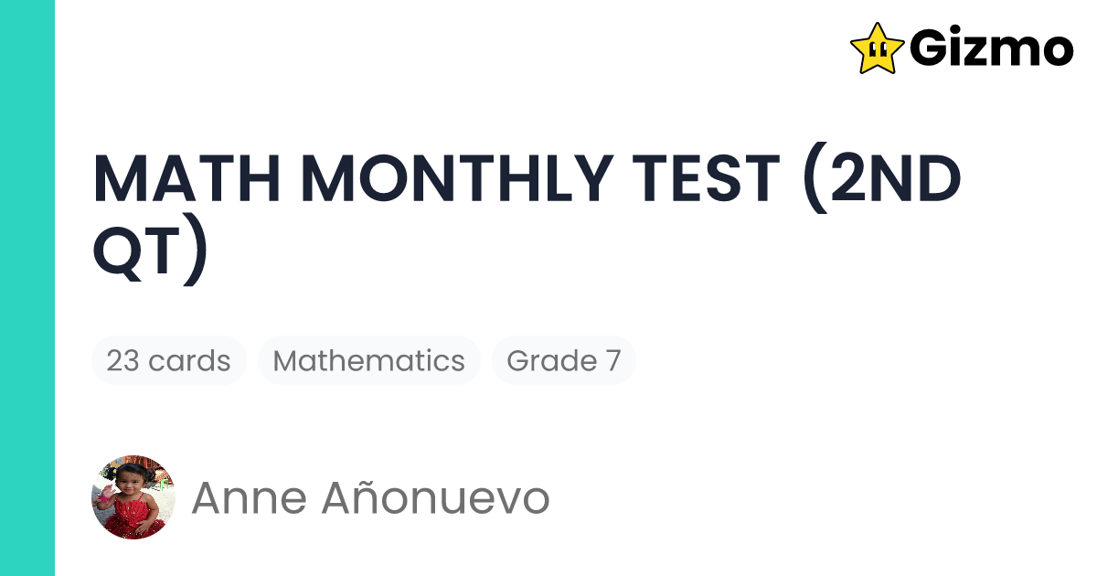 Math Monthly Test (2nd Qt) | Flashcards