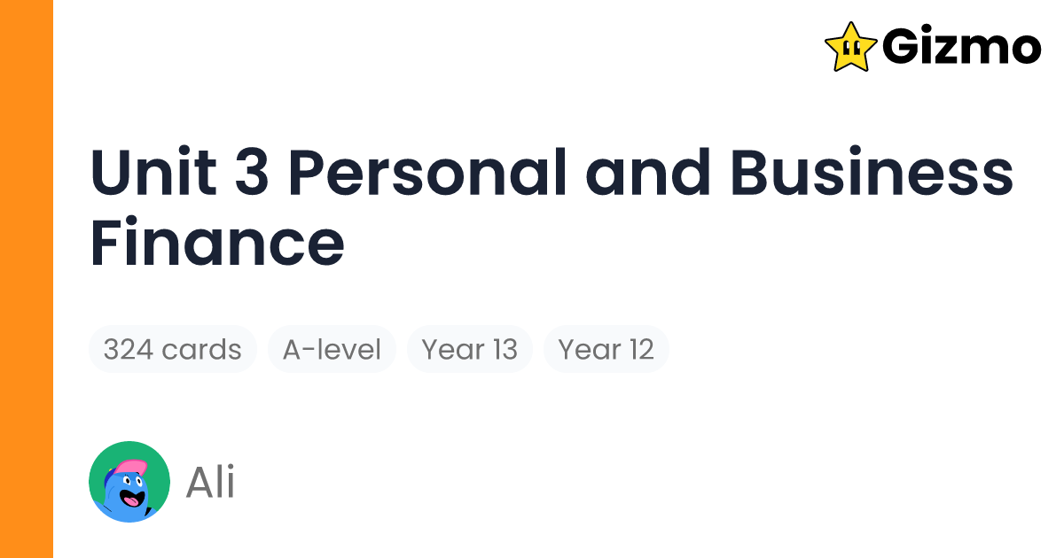 Unit 3 Personal and Business Finance | Flashcards