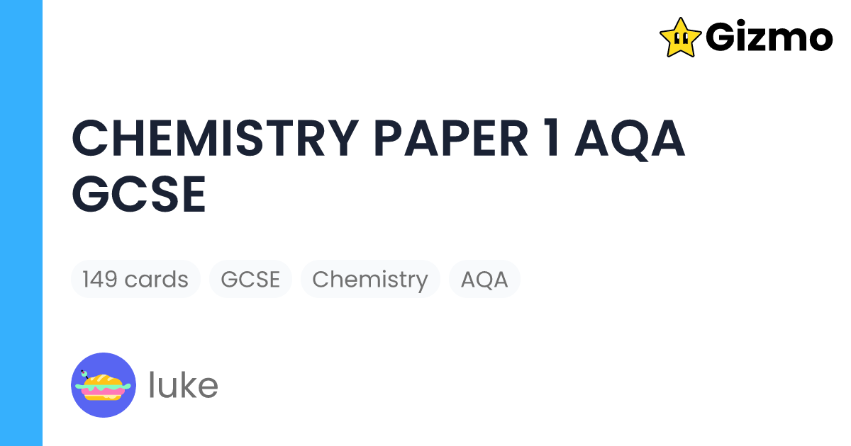 Chemistry Paper 1 Aqa Gcse | Flashcards