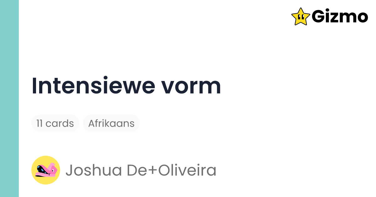 Intensiewe Vorm | Flashcards