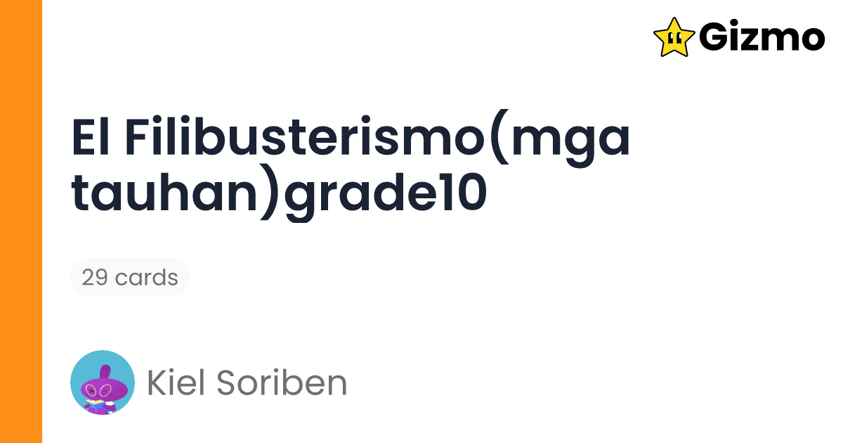 El Filibusterismo(mga Tauhan)grade10 | Flashcards