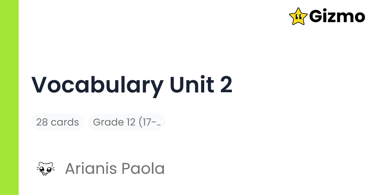 Vocabulary Unit 2 | Flashcards