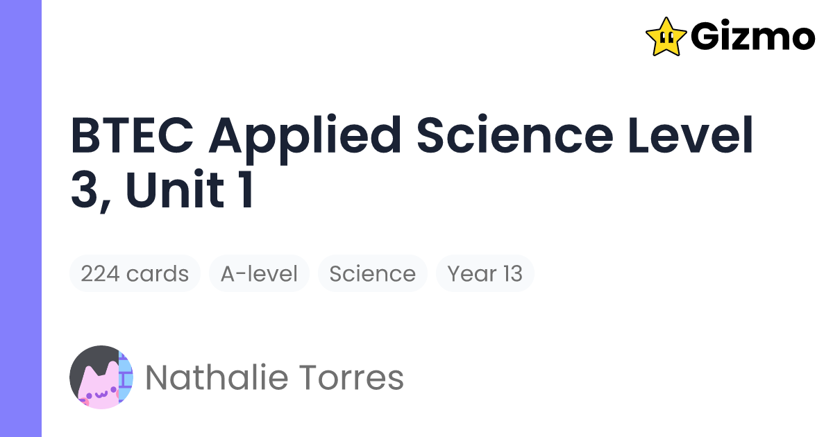 Btec Applied Science Level 3, Unit 1 | Flashcards
