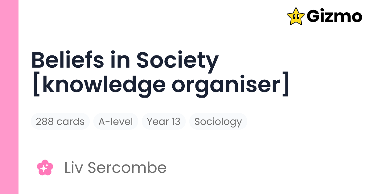 Beliefs in Society [knowledge Organiser] | Flashcards