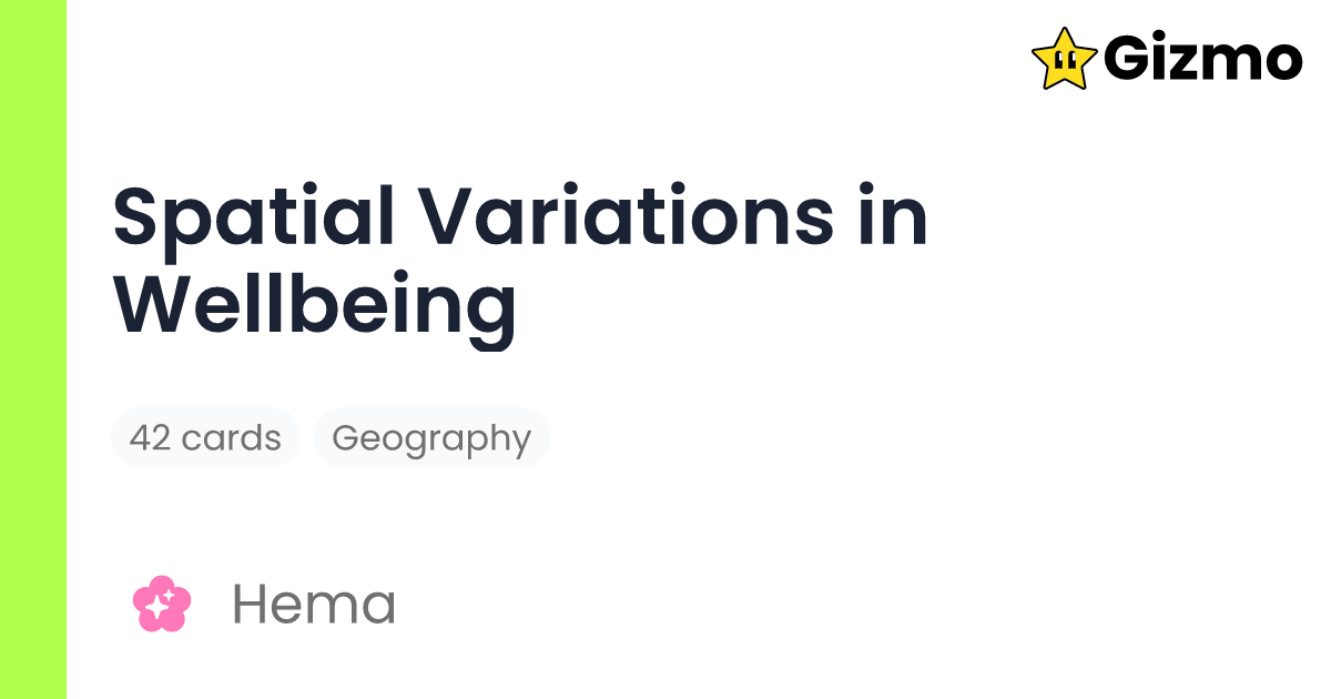 Spatial Variations in Wellbeing | Flashcards