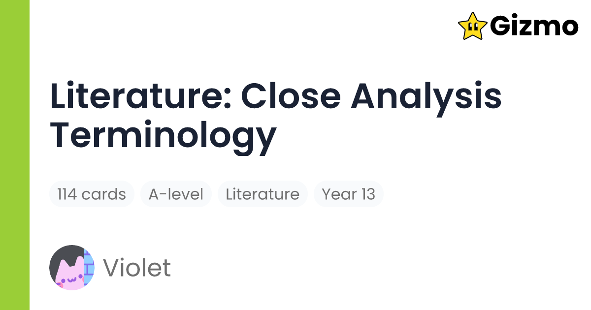 Literature: Close Analysis Terminology | Flashcards