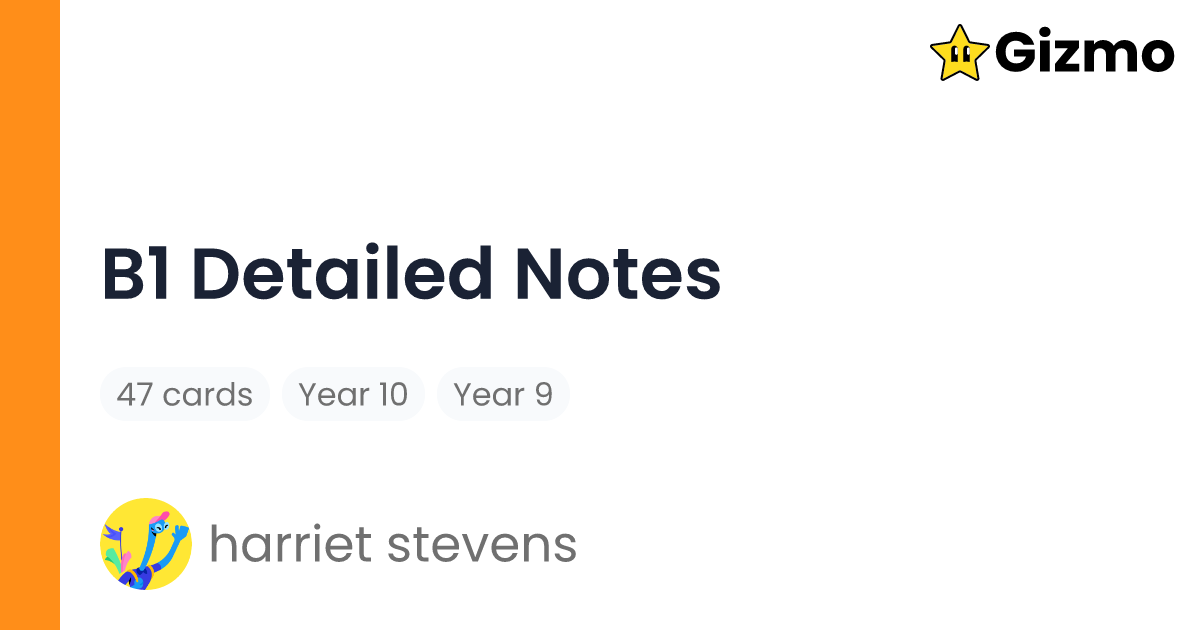 B1 Detailed Notes | Flashcards
