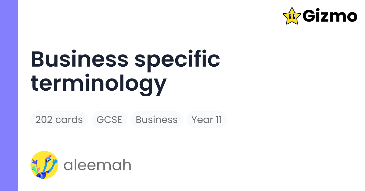 Business Specific Terminology | Flashcards