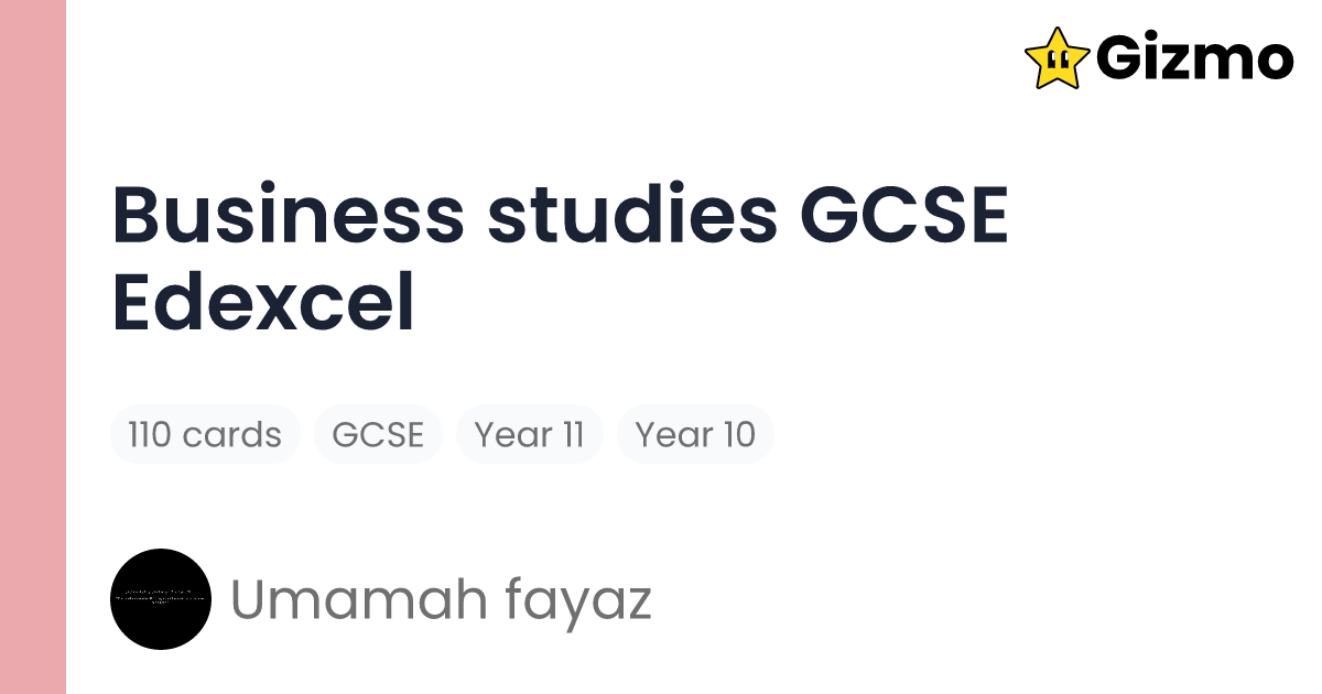 Business Studies Gcse Edexcel | Flashcards