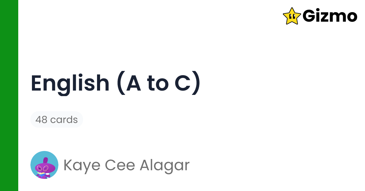 English (a to C) | Flashcards