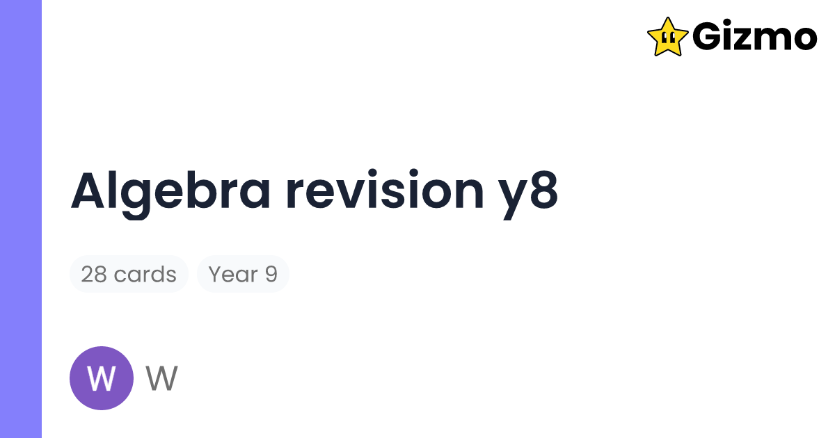 Algebra Revision Y8 | Flashcards