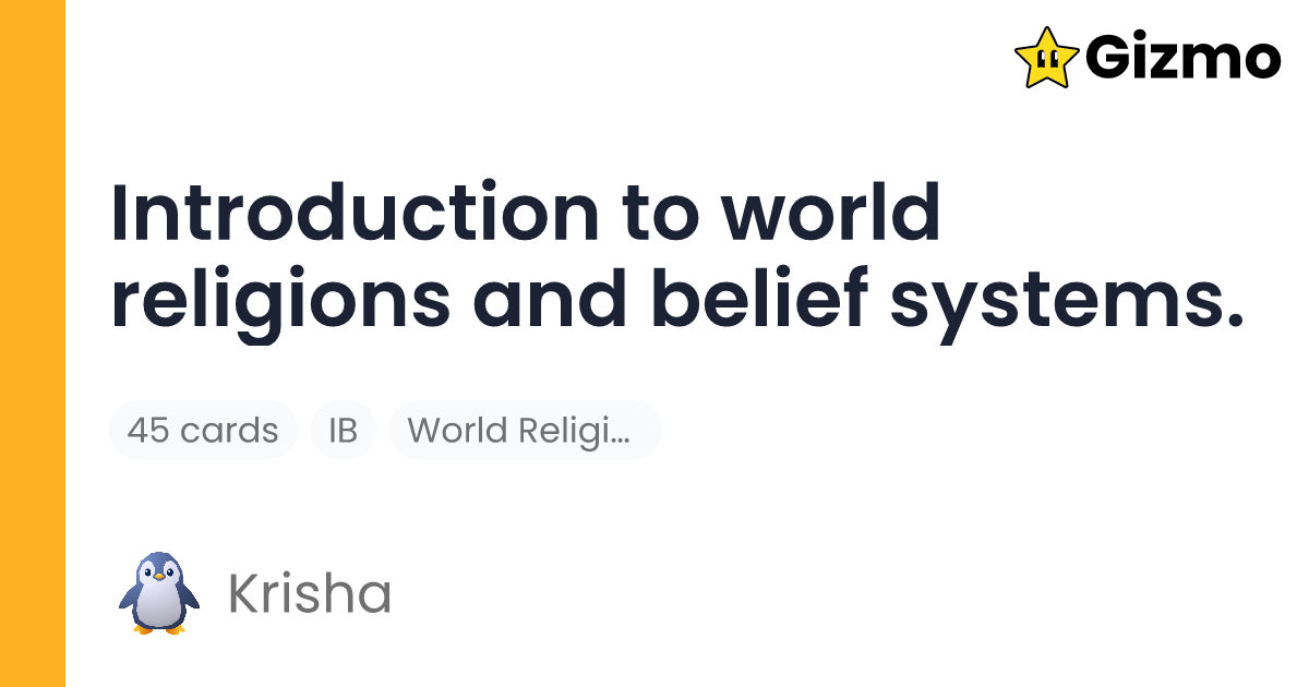 Introduction to World Religions and Belief Systems. | Flashcards