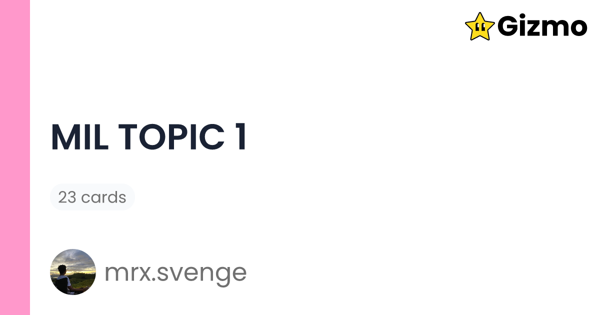 Mil Topic 1 | Flashcards