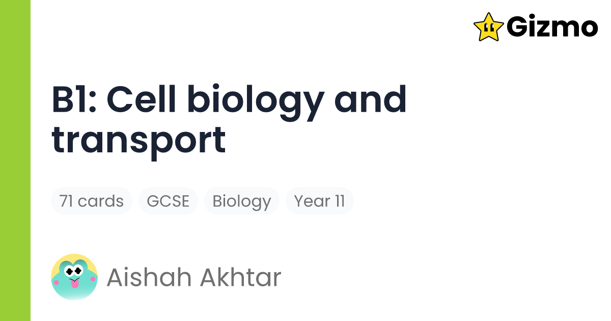 B1: Cell Biology and Transport | Flashcards