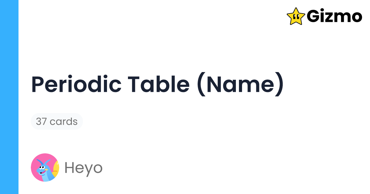 Periodic Table (name) | Flashcards