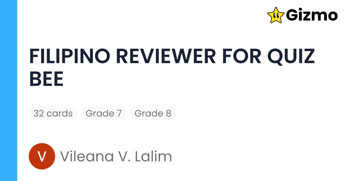 Filipino Reviewer for Quiz Bee | Flashcards