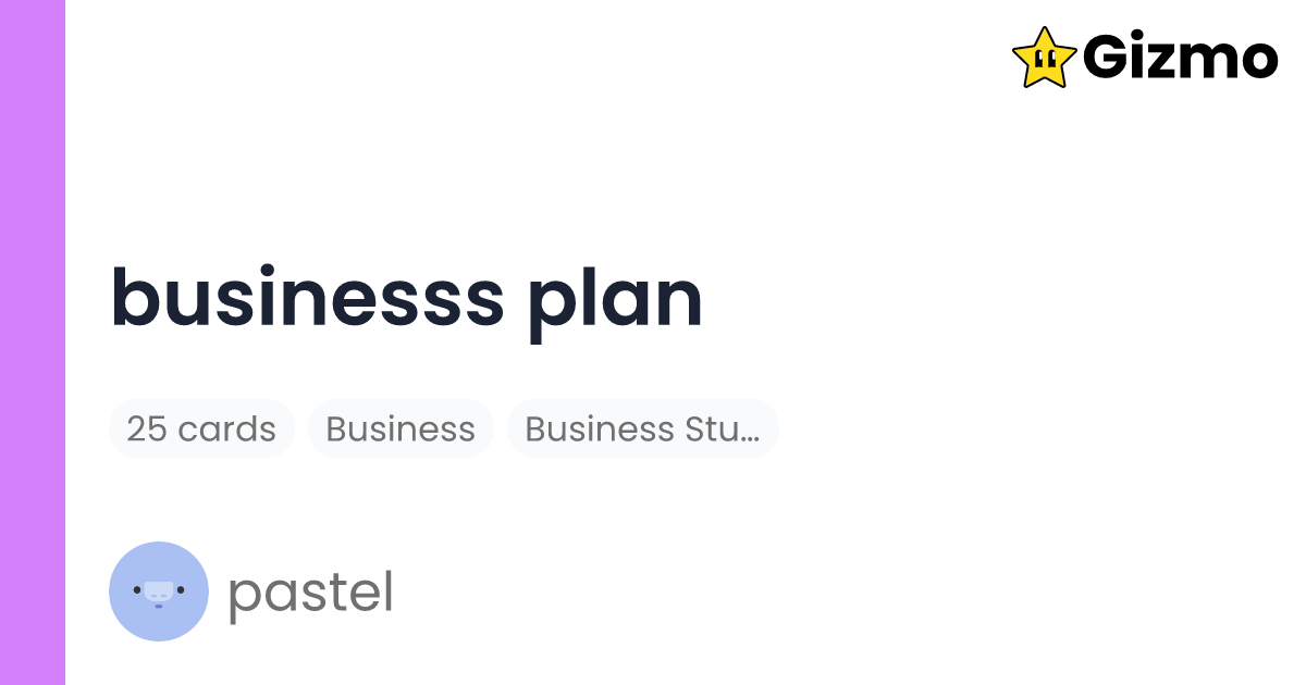 Businesss Plan | Flashcards