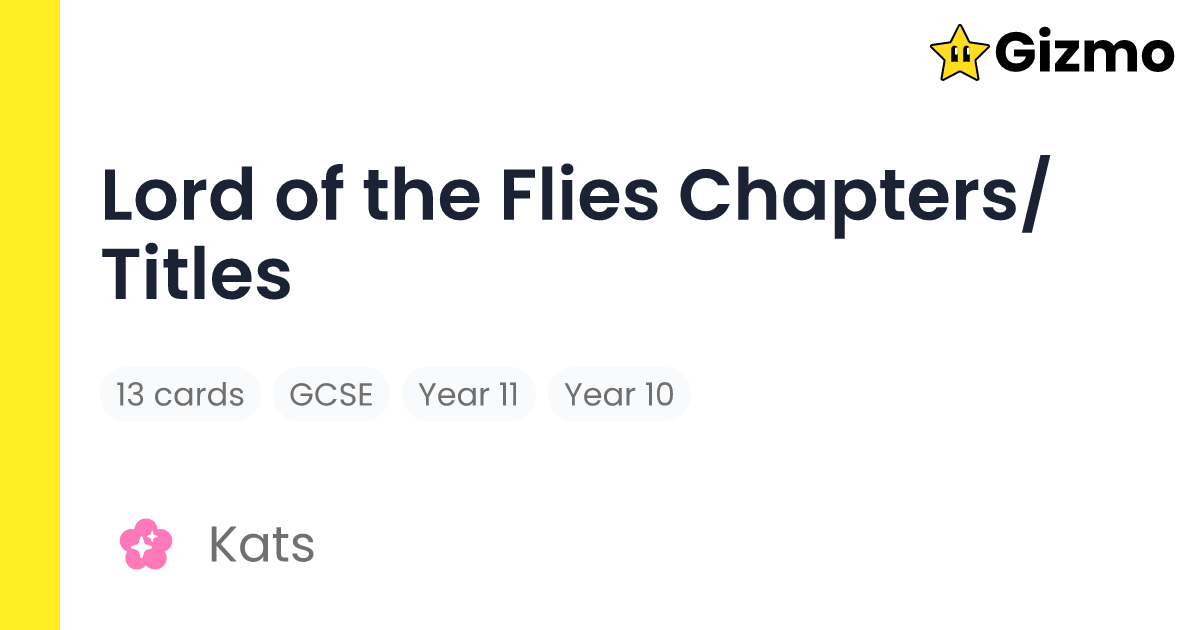 Lord Of the Flies Chapters/titles | Flashcards