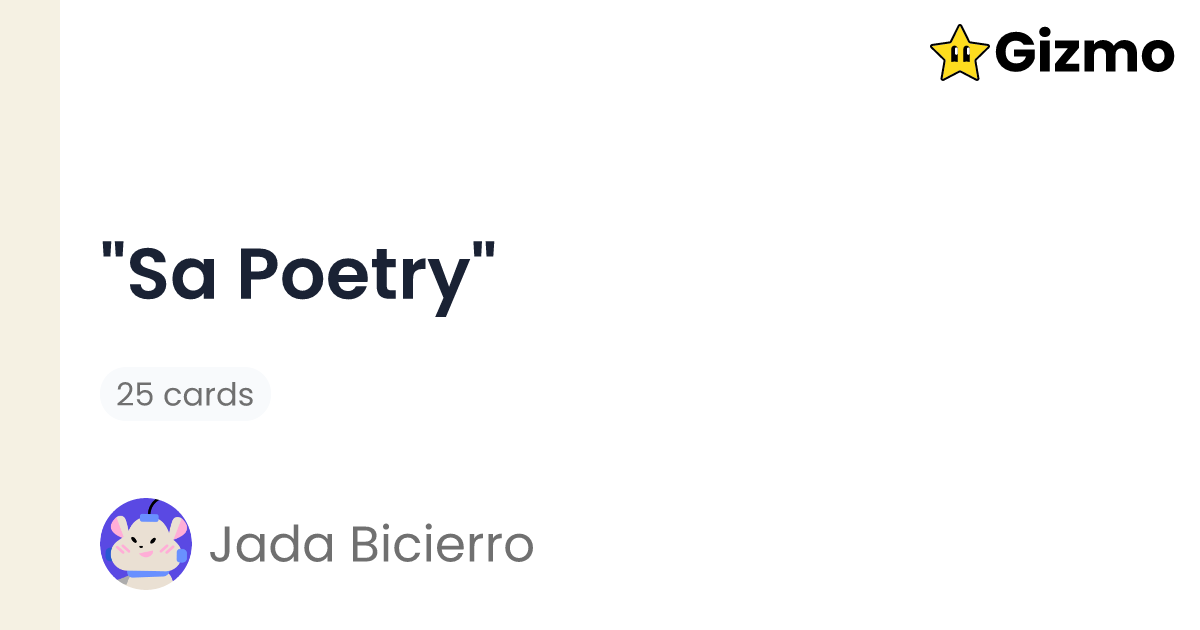 "sa Poetry" | Flashcards