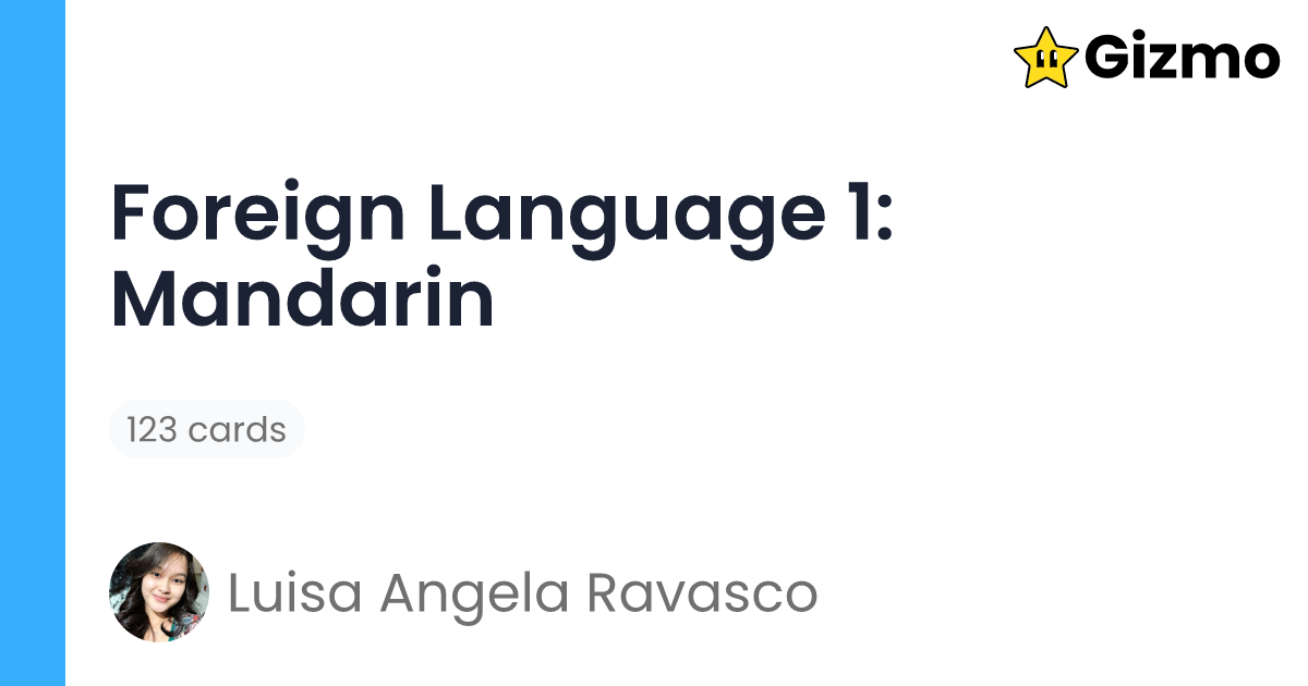 Foreign Language 1: Mandarin | Flashcards